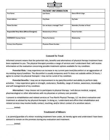 Intake Form – True North Physical Therapy